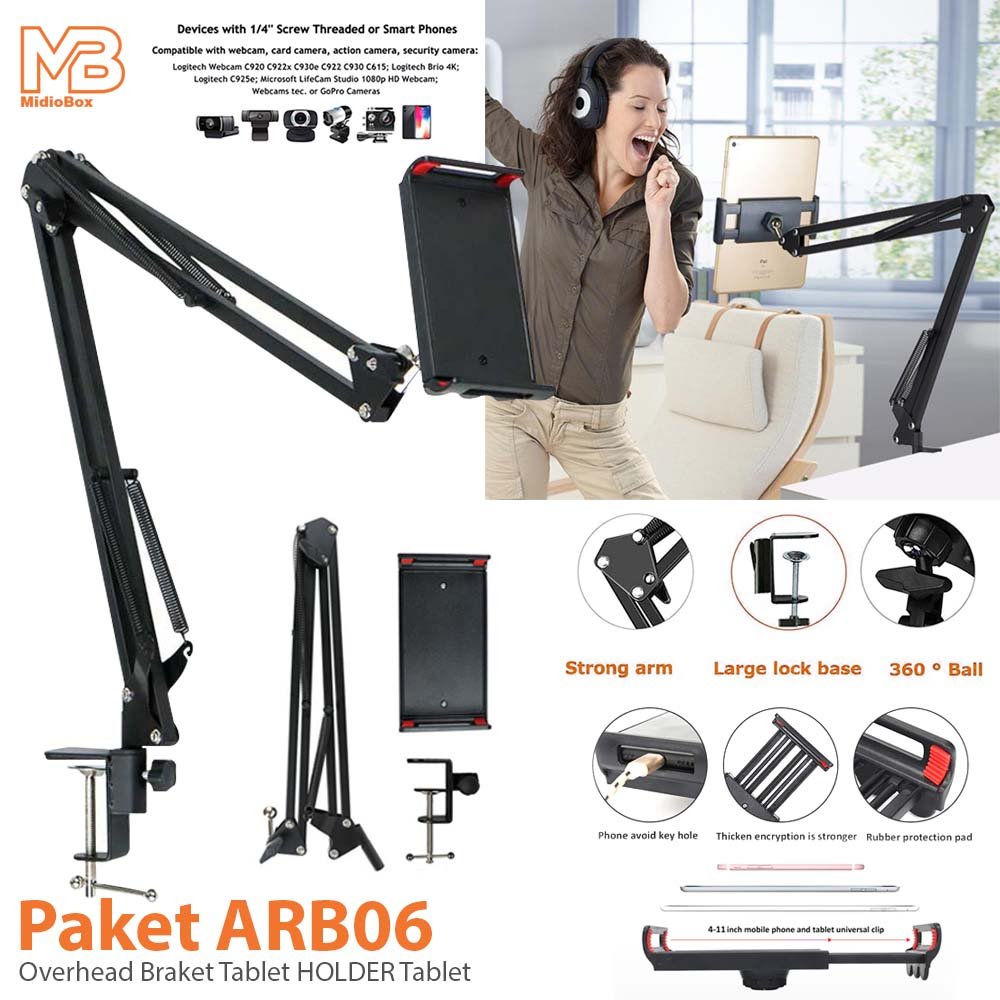 Jual Midio Overhead Braket Tablet ARB06 Plus HOLDER Tablet | Shopee ...