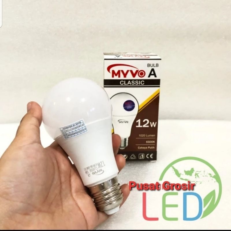 Jual Lampu Led MYVO CLASSIC 12 Watt 12W Bergaransi 1 Tahun Cahaya Putih Dan Kuning Super Terang ...
