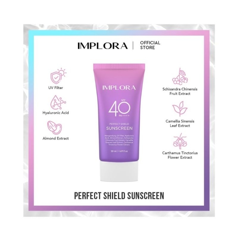 Jual IMPLORA Perfect Shield Sunscreen SPF 40 Pa ++++ 50ml | Shopee ...