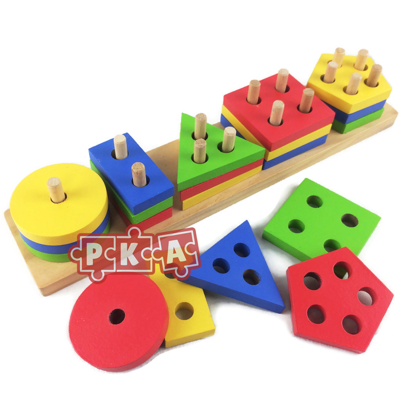 Jual Mainan Edukasi Anak Kayu Basic Shape 5 Geo Bentuk Balok Geometri ...