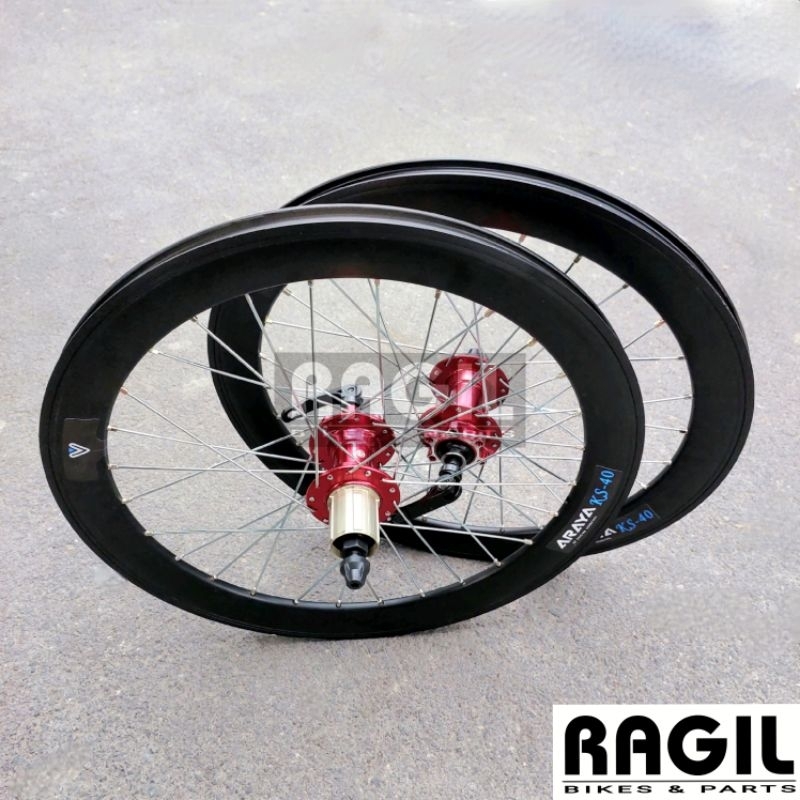 Jual WHEELSET SEPEDA 20 INCH 406 ARAYA KS40 VELG RIM RIMS HUB FREEHUB ...