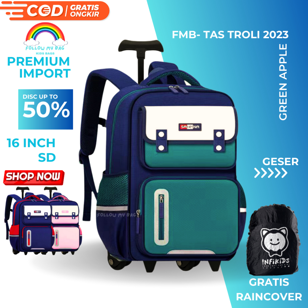 Jual Follow My Bags Tas Troli Anak Sekolah SD Import FMB2023 - Tas Koper Anak - Tas Dorong ...