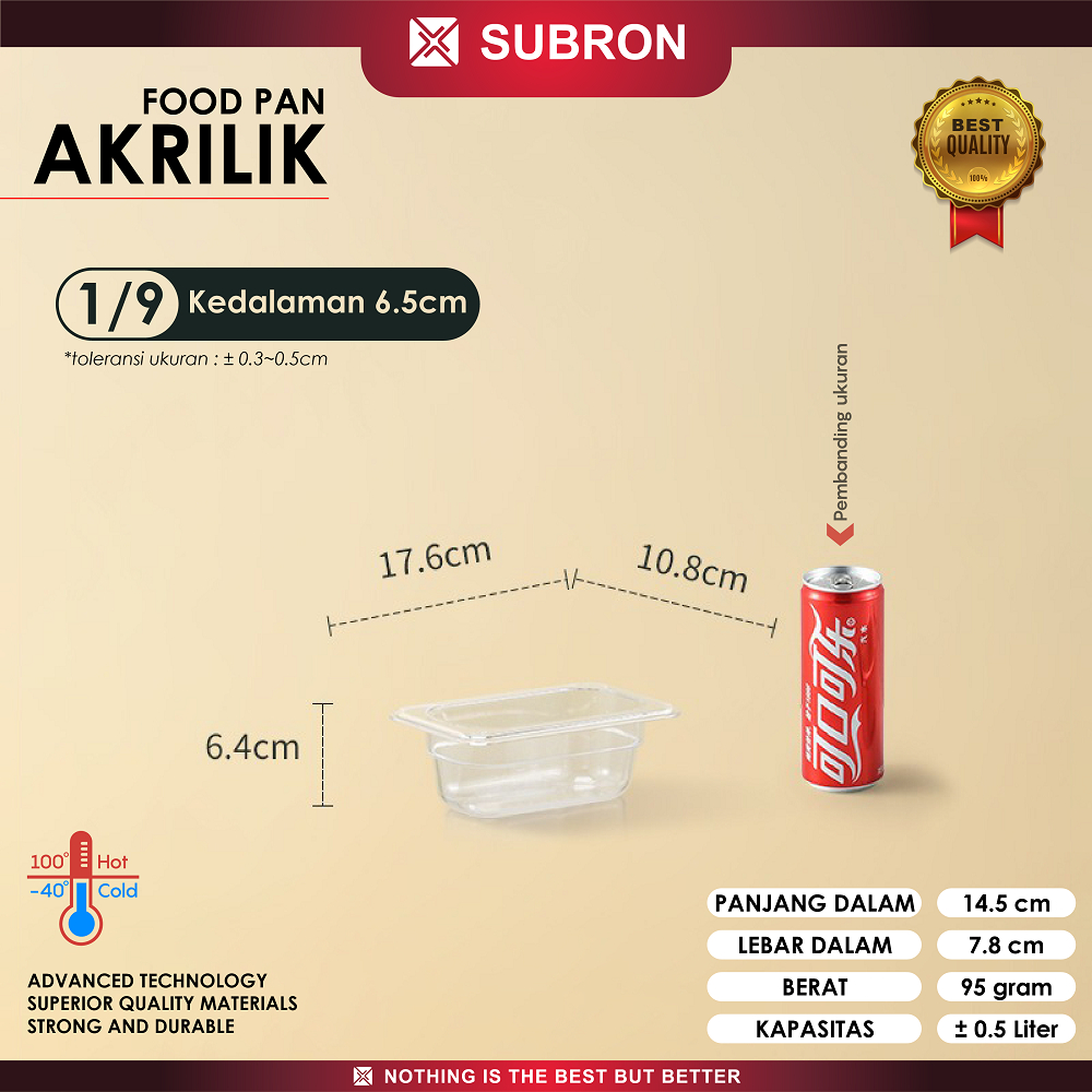 Jual SUBRON Gastronom Food Pan Akrilik 1/9/6 Kedalaman 6.5cm Wadah ...