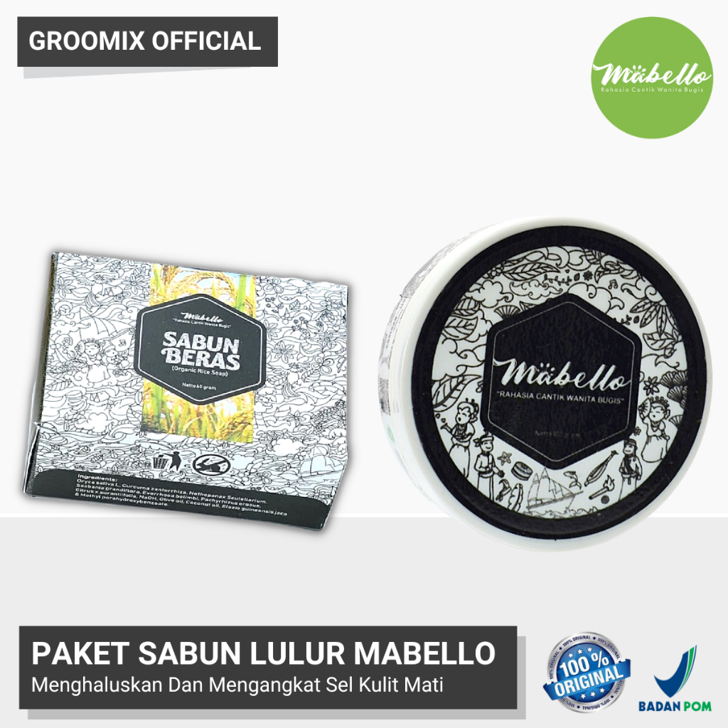 Jual Mabello paket sabun beras hitam dan lulur hitam original 100 gr ...
