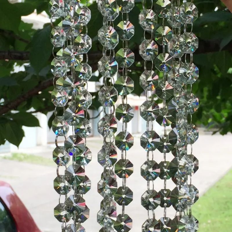 Jual 10 Meter Kristal Juntai Akrilik Ring Silver / Tirai Kristal ...