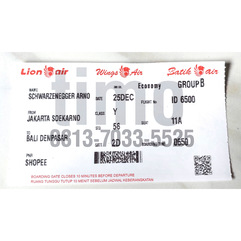 Jual Boarding Pass Lion Air Wings Air Dan Batik Air Original Shopee Indonesia