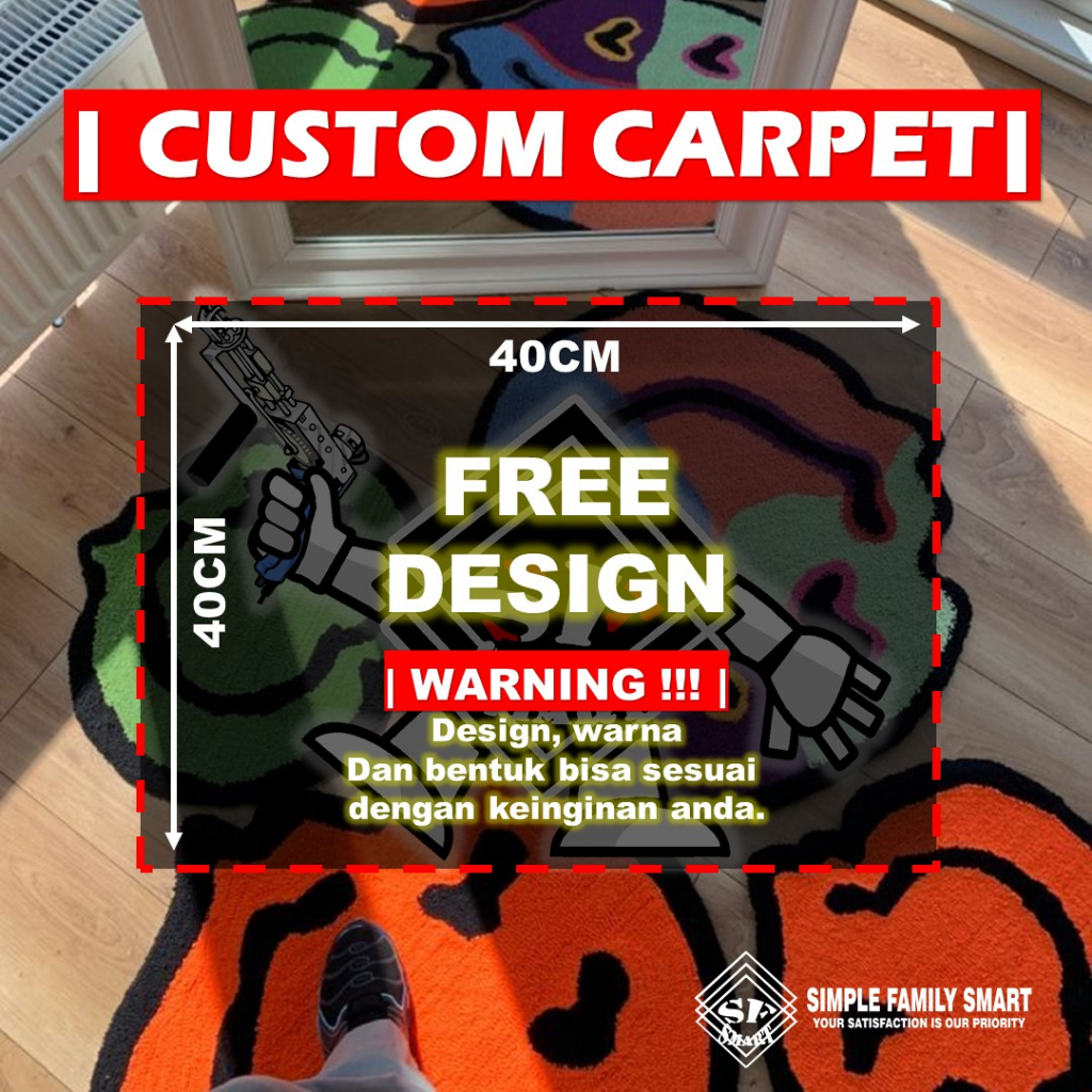 Jual Custom Karpet karakter/ Kapet Alas lantai / Karpet tufting 100% acrylic woll Size 40x40cm ...