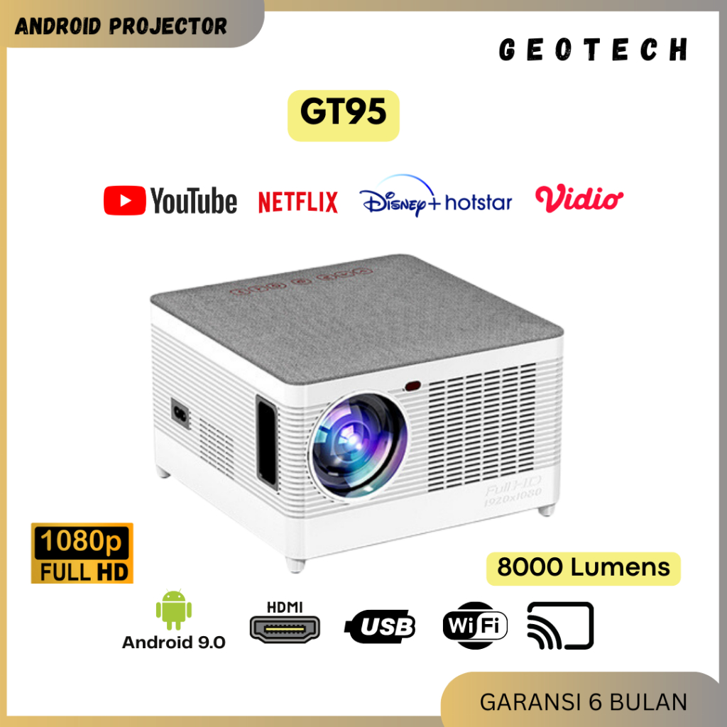 Jual Proyektor Android Geotech GT95 Smart Projector With Android 9 400 ...