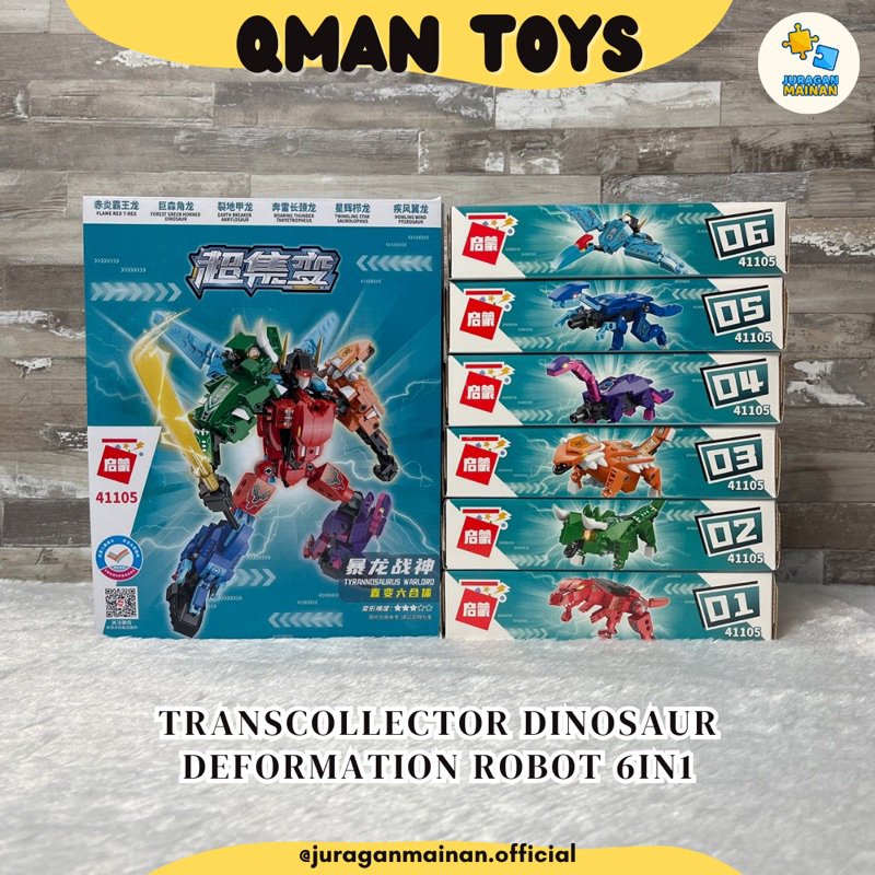 Jual QMAN TOYS Transcollector Dinosaur Deformation 6in1 - Bricks Brick block Blocks Mainan ...