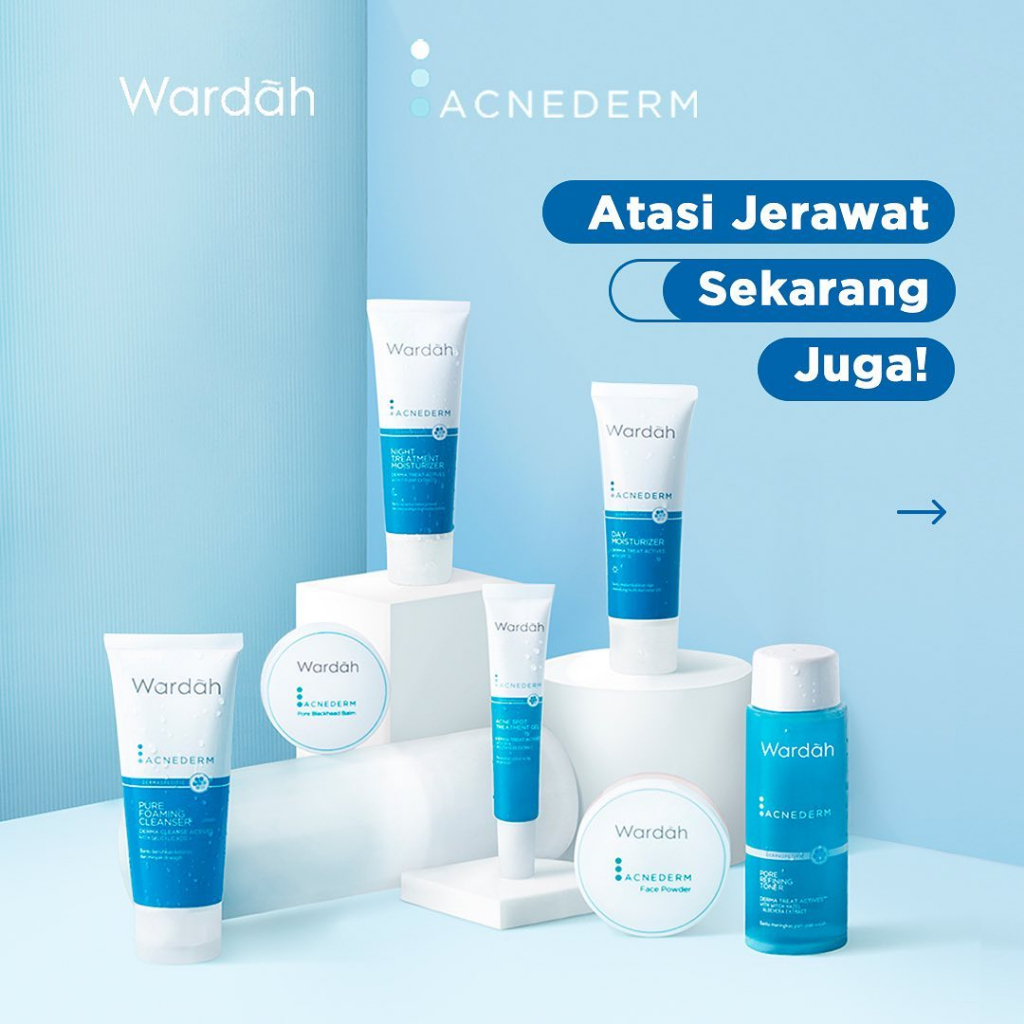 Jual Wardah Acnederm Series || Cleanser Toner Day Night Cream Acne Pore ...