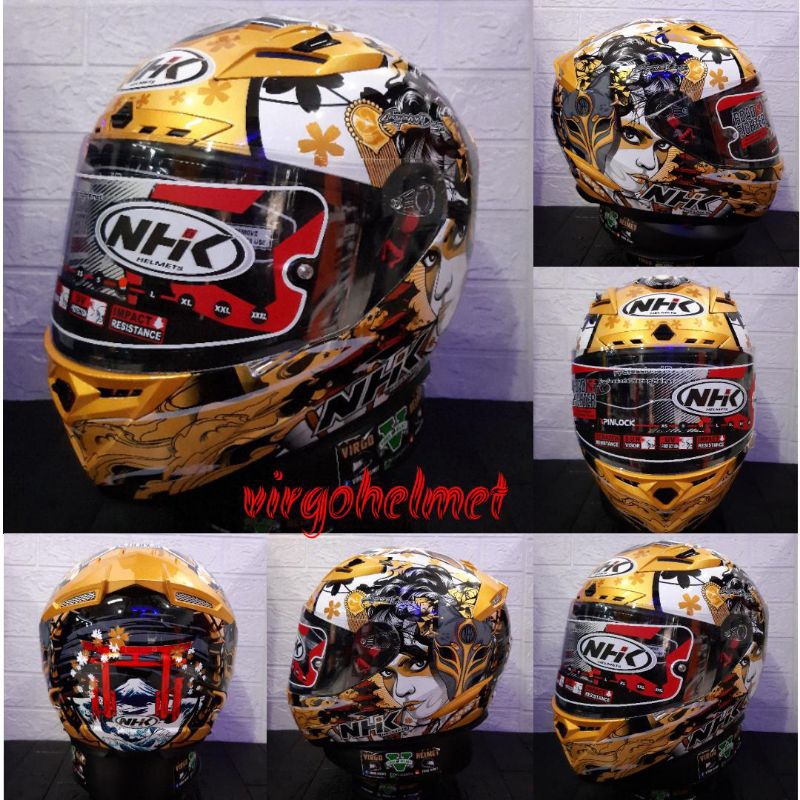 Jual HELM NHK RX 9 GEISHA BLACK GOLD|NHK RX9 MOTIF | Shopee Indonesia