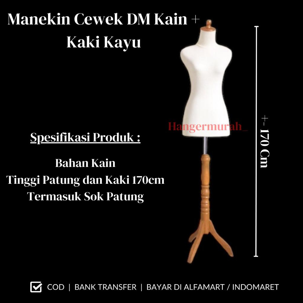 Jual Manekin Body Cewek DM Hitam dan Krem Kaki Kayu | Manekin Wanita ...