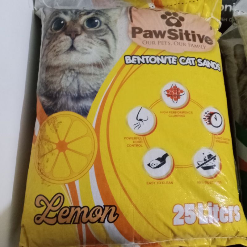 Jual Pasir wangi gumpal pawsitive 25 litter Lemon | pasir kucing ...