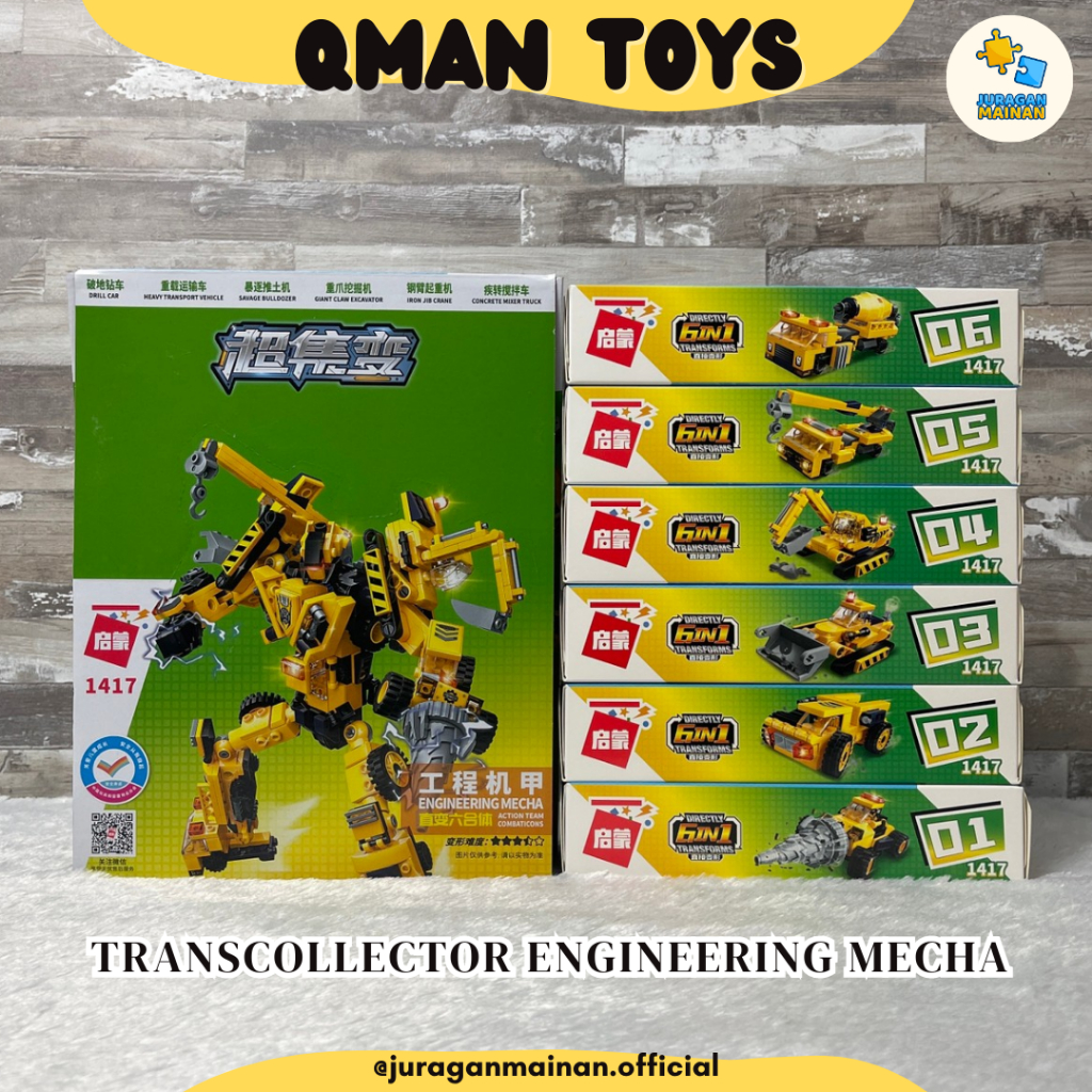 Jual QMAN TOYS Transcollector Engineering Mecha 6in1 - Bricks Blocks Bongkar susun brick block ...