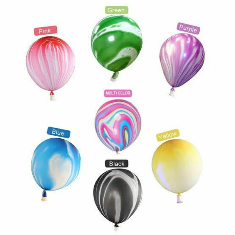 Jual Balon latex lateks marble motif kelereng warna warni 12 inch inci ...