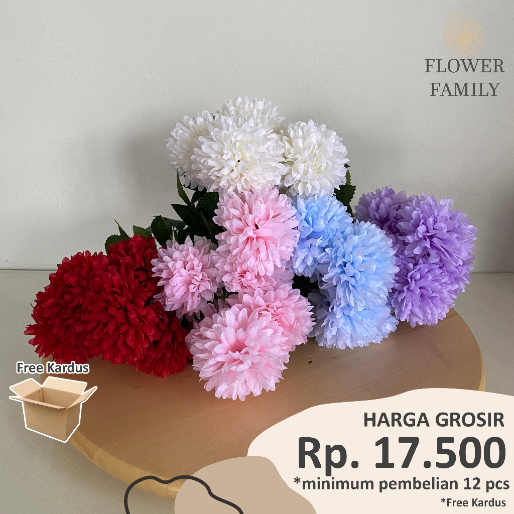 Jual Flower Family - [6 Cabang] Pom pom Artificial / Bunga Palsu Pom ...