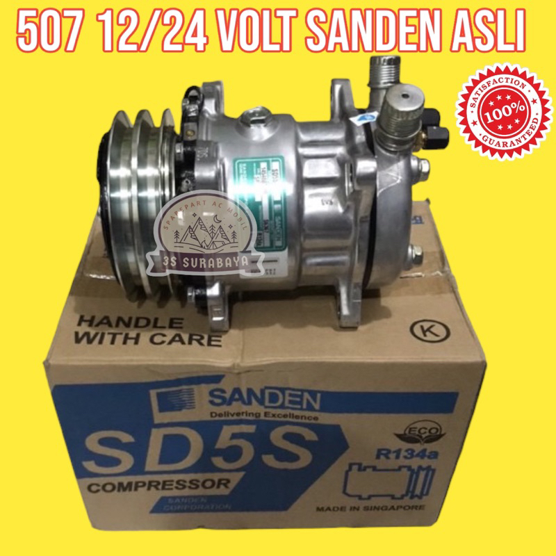 Jual Kompresor Compressor Sanden Asli 507 12 Volt / 24 Volt | Shopee ...
