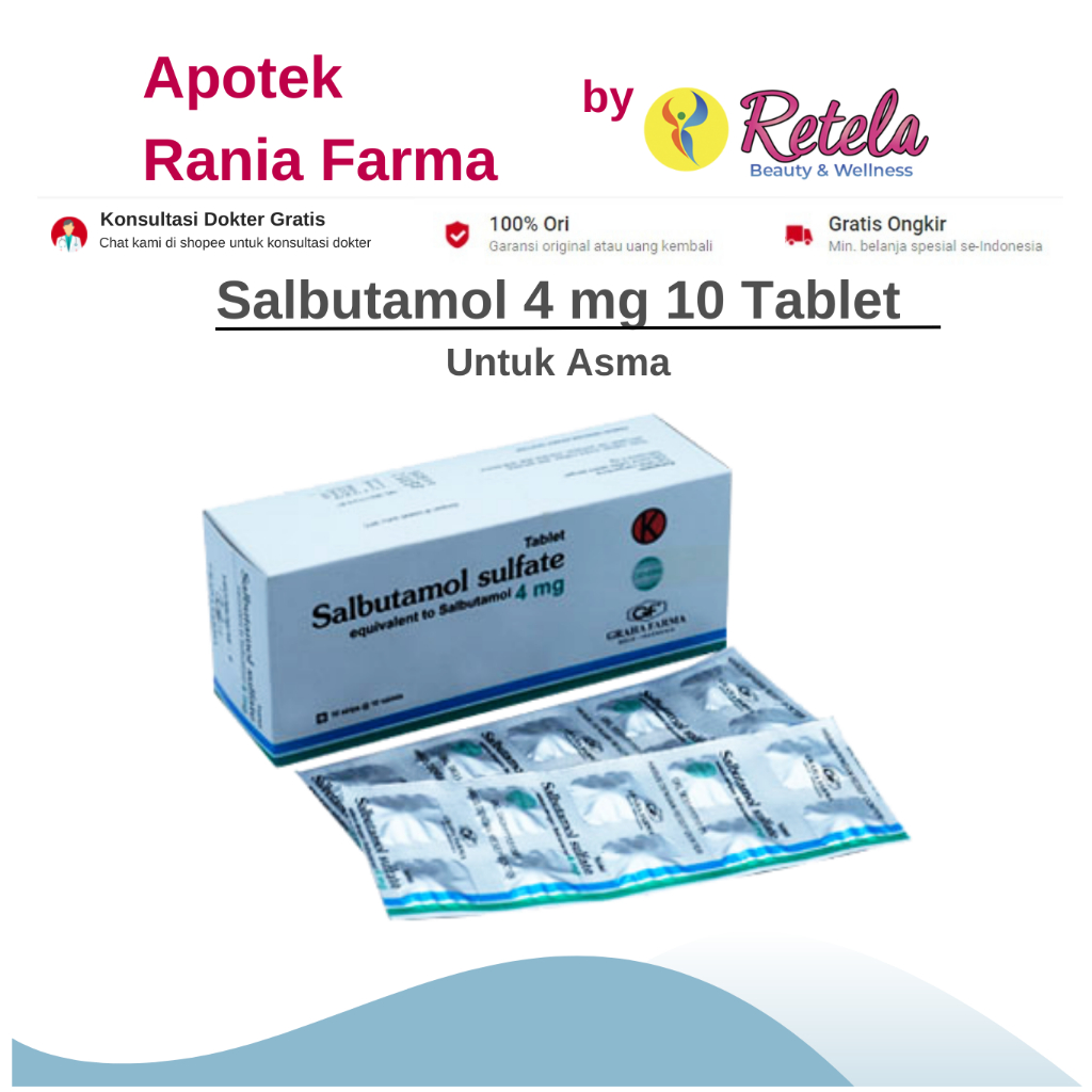 Jual SALBUTAMOL 4MG 1 STRIP 10 TABLET | Shopee Indonesia