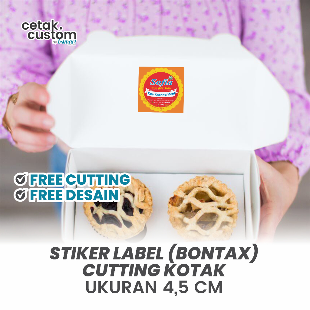 Jual STIKER LABEL MAKANAN (BONTAX)+CUTTING KOTAK UKURAN 4,5x4,5 CM ...
