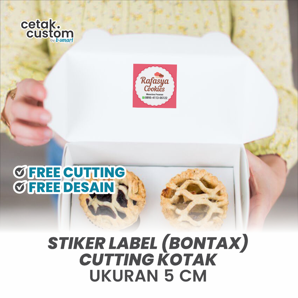 Jual STIKER LABEL MAKANAN (BONTAX)+CUTTING KOTAK UKURAN 5x5 CM | Shopee ...
