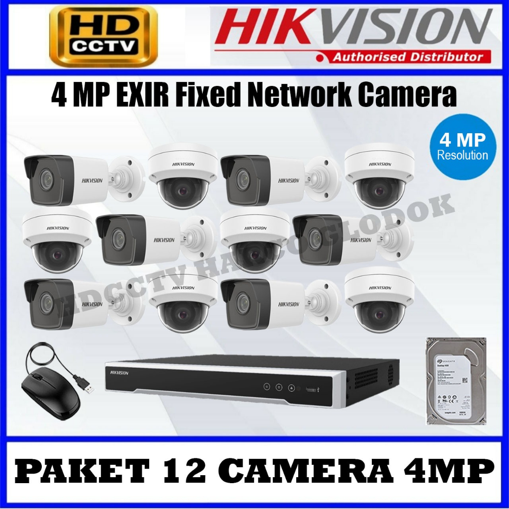 Jual Paket IP Camera PoE Hikvision CCTV 12 Camera Nvr 16 Channel PoE ...