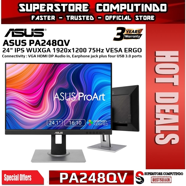 Jual Monitor LED Asus PA248QV 24" 1920x1200 IPS 100% sRGB 75Hz VGA HDMI ...