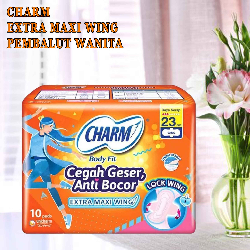 Jual CHARM / Pembalut / Extra Maxi Wing / 10Pds / 23 cm / Pembalut ...