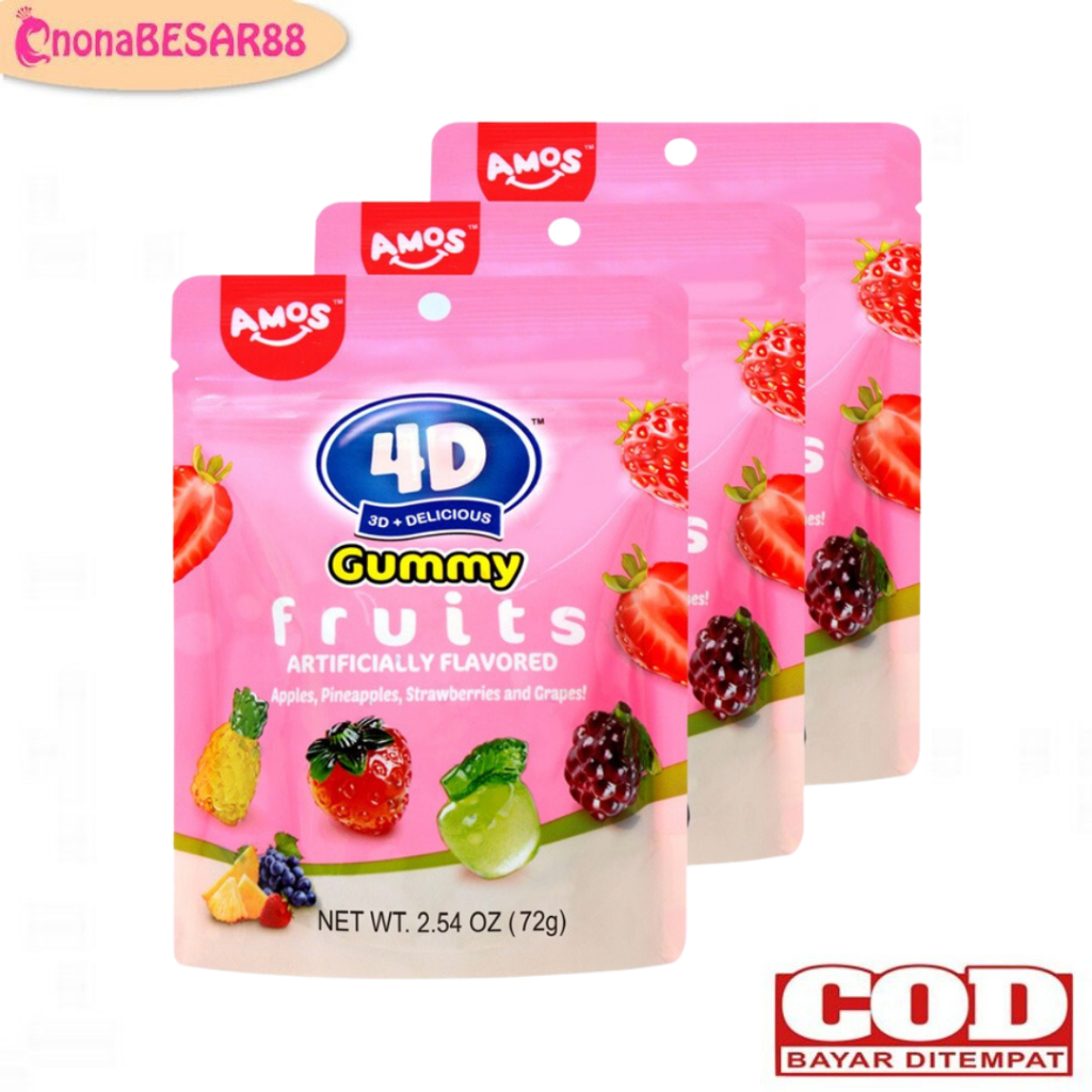 Jual Amos 4D Gummy Fruits 72gr / Permen Lunak / Permen Jelly Buah ...