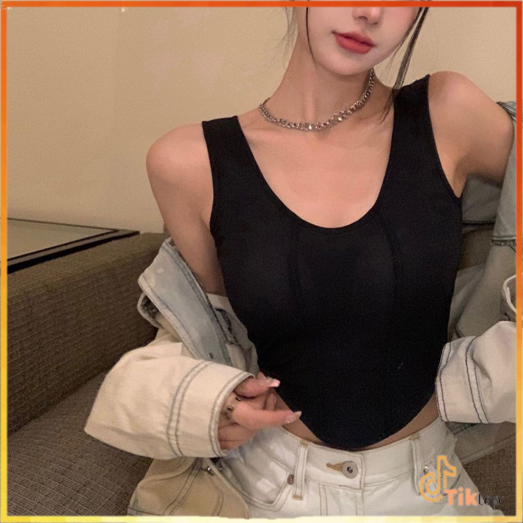 Jual 【Tiktop】Tanktop Wanita Korean Import Fashion Pakaian Atas Wanita ...