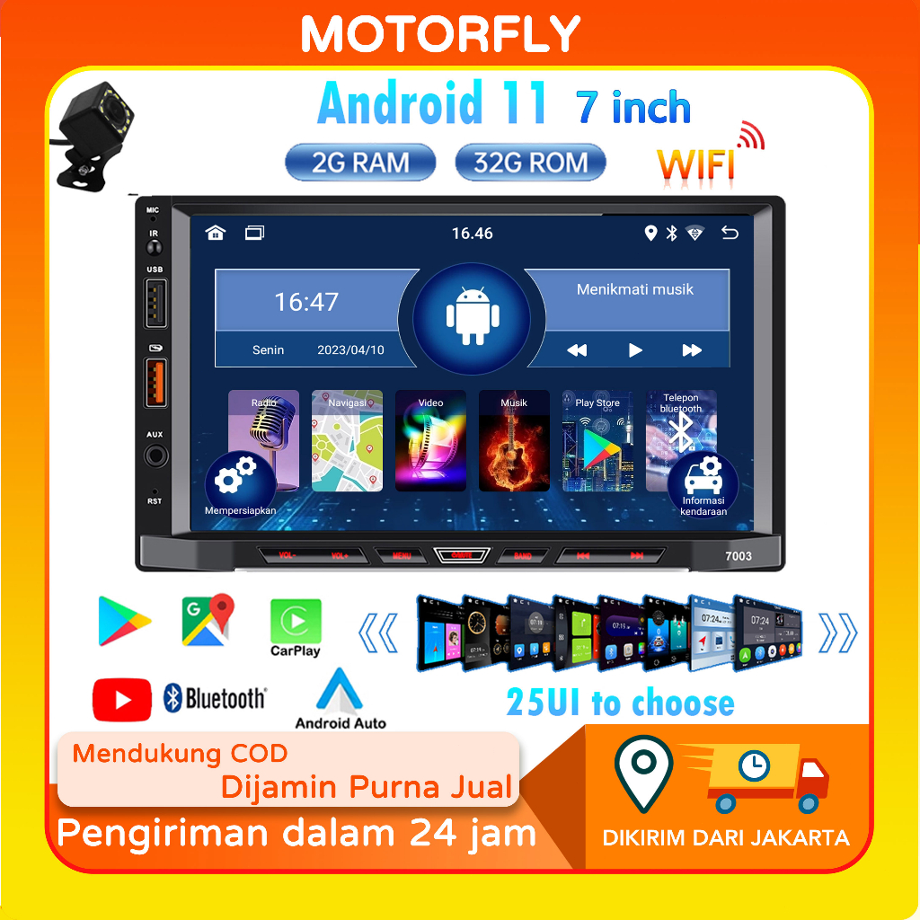 Jual GEARELEC Car Radio Mobil Navigasi 2G + 32G Android12 Head Unit support apple carplay ...