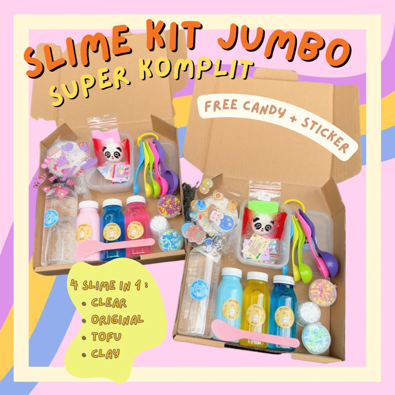 Jual SLIME KIT JUMBO SUPER KOMPLIT | 4 slime in 1, clear slime kit ...