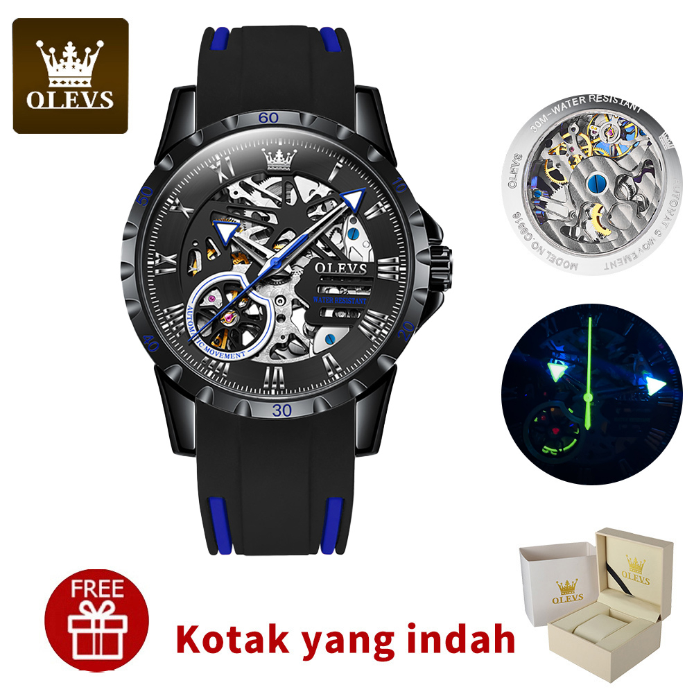 Jual OLEVS Jam Tangan Automatic Pria Anti Air Original Tahan Keren Led ...