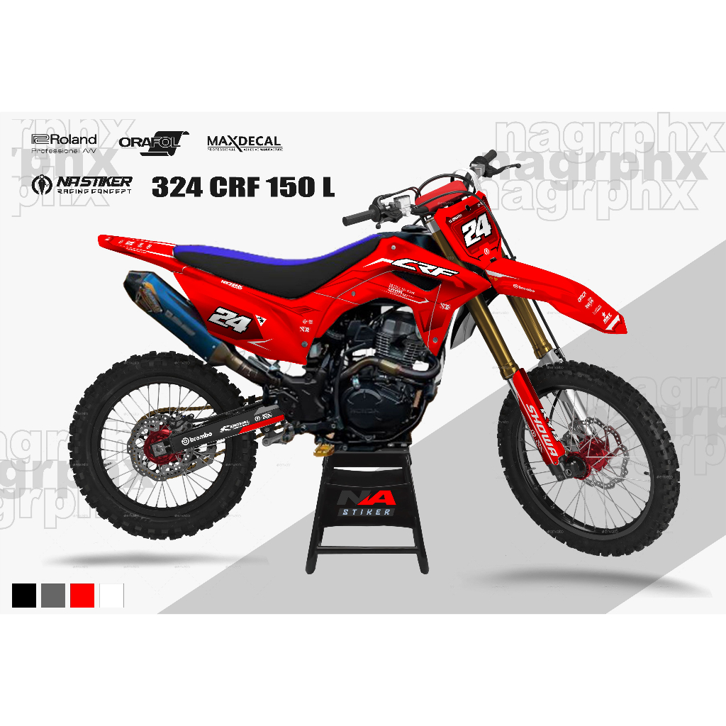Jual decal kit honda crf 150l merah hologram - stiker decal crf ...