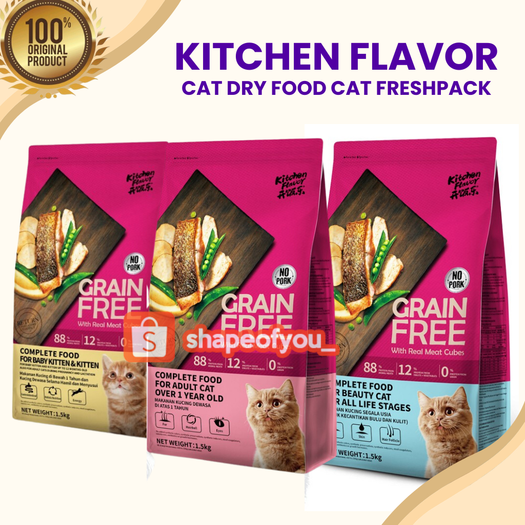 Jual Kitchen Flavor Beauty Adult Cat Grain Free KF Baby Cat Kitten 1 ...