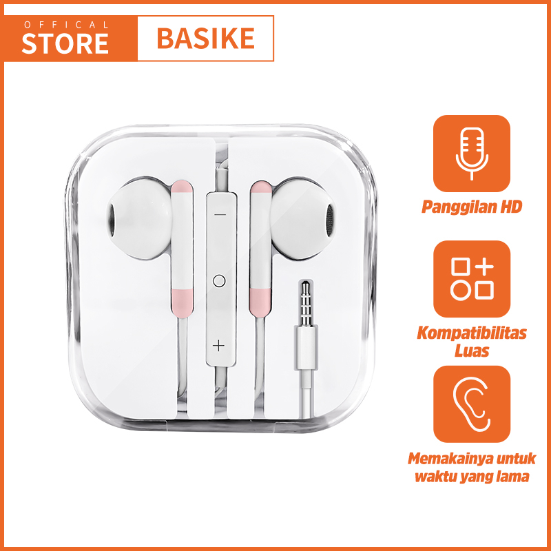 Jual BASIKE Headset kabel 3.5 mm Earphone Gaming Bass Musik In Ear ...