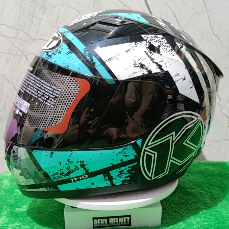 Jual Helm KYT R10 #3 Black Aqua Blue Full Face Original | Shopee Indonesia