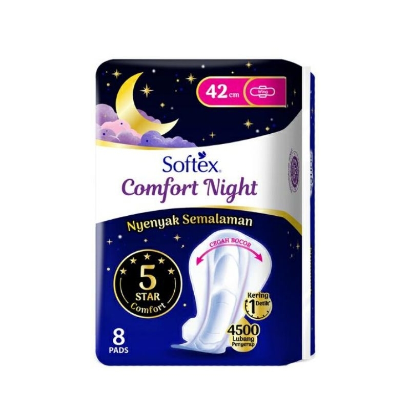 Jual Softex Comfort Night Pembalut Wings 42 cm 8 pcs | Shopee Indonesia