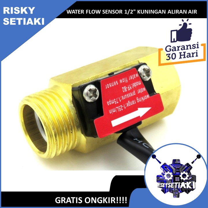 Jual WATER FLOW SENSOR 1/2" KUNINGAN ALIRAN AIR CAIRAN LIQUID METER 1 ...