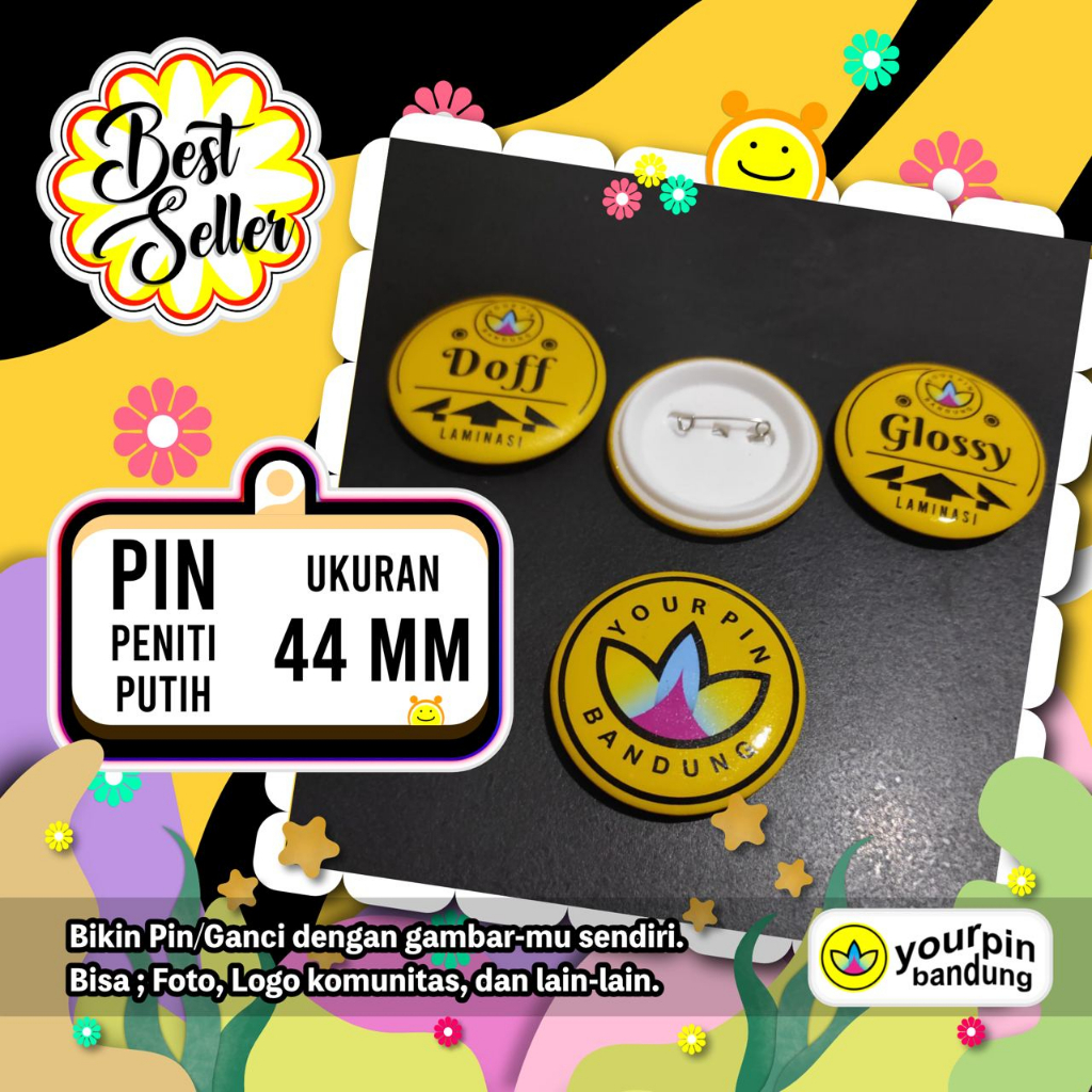 Jual Pin 44mm Murah, bisa custom, tanpa minimal order | Shopee Indonesia