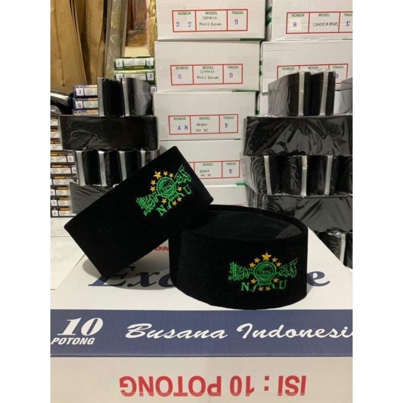 Jual PECI SONGKOK LOGO NU HIJO SONGKOK Peci Kopyah Hitam Polos Songkok ...