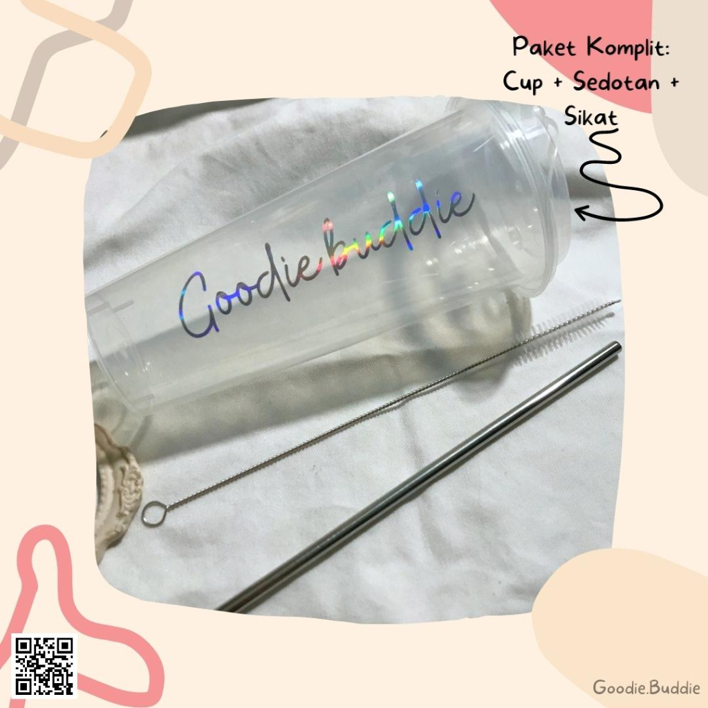 Jual Goodie buddie Reusable Cup | CUSTOM TEXT | GIFT CUTE CUP CUSTOME ...