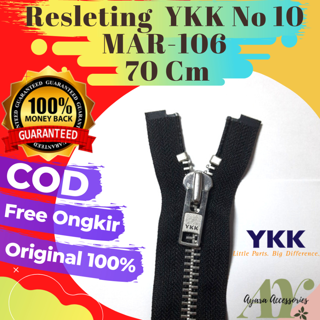 Jual RESLETING ZIPPER SLETING JAKET YKK BESI SILVER NO 10 PANJANG 70 CM | Shopee Indonesia