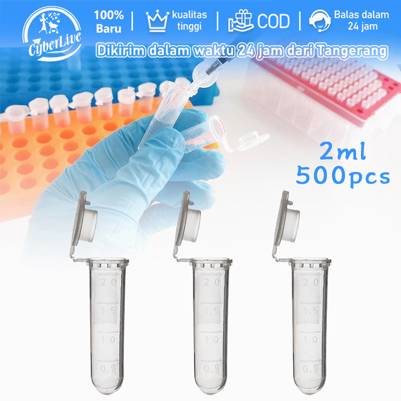 Jual PCR Tube 500pcs Eppendorf Tube 2ml Centrifuge Tube Sample Cup ...