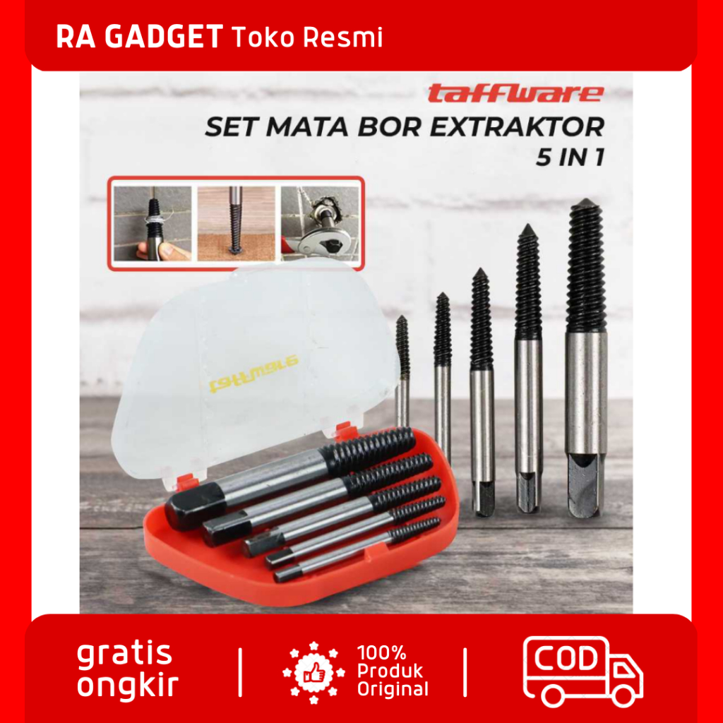 Jual Set Mata Bor Pipe Extractor Broken Screw Remover 5 in 1 Perbaiki ...