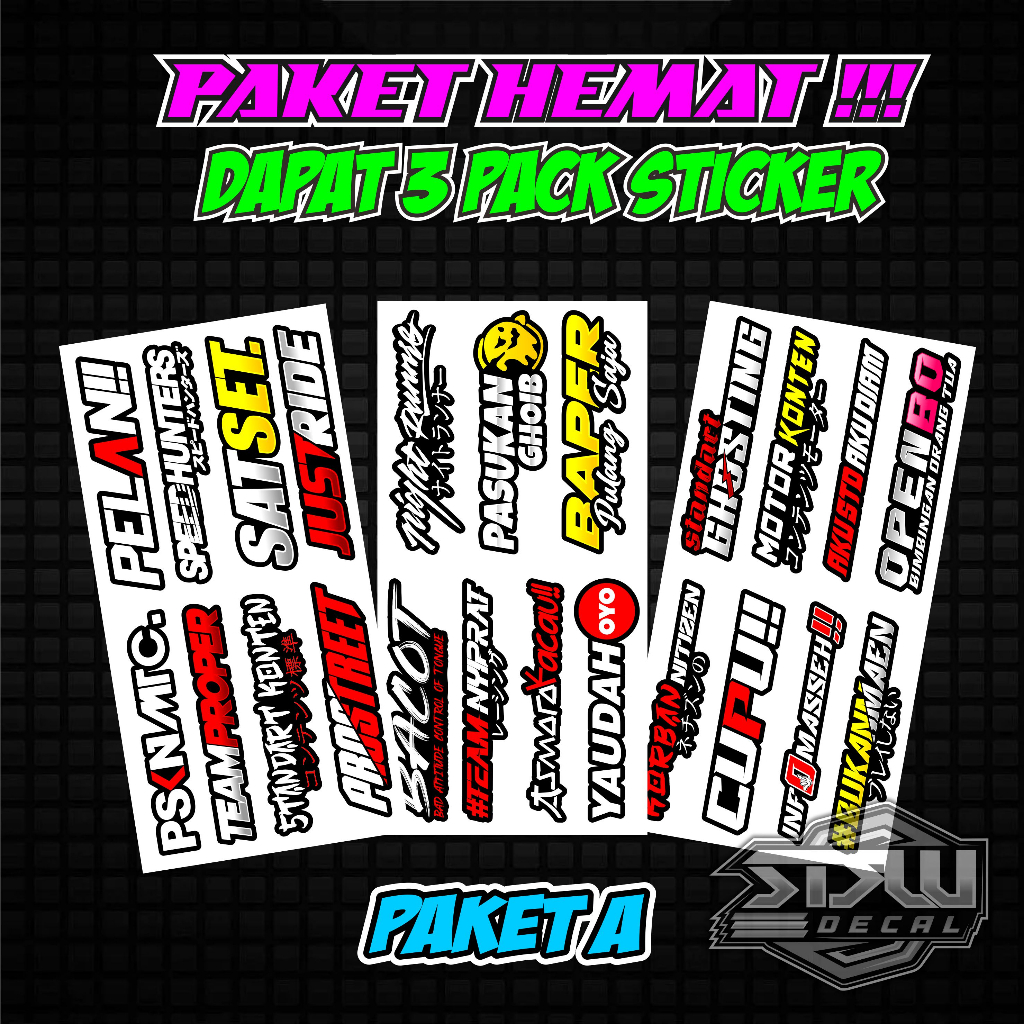 Jual Stiker Kata Kata Sticker Racing Stiker Motor ( PAKET HEMAT 3 PACK ...