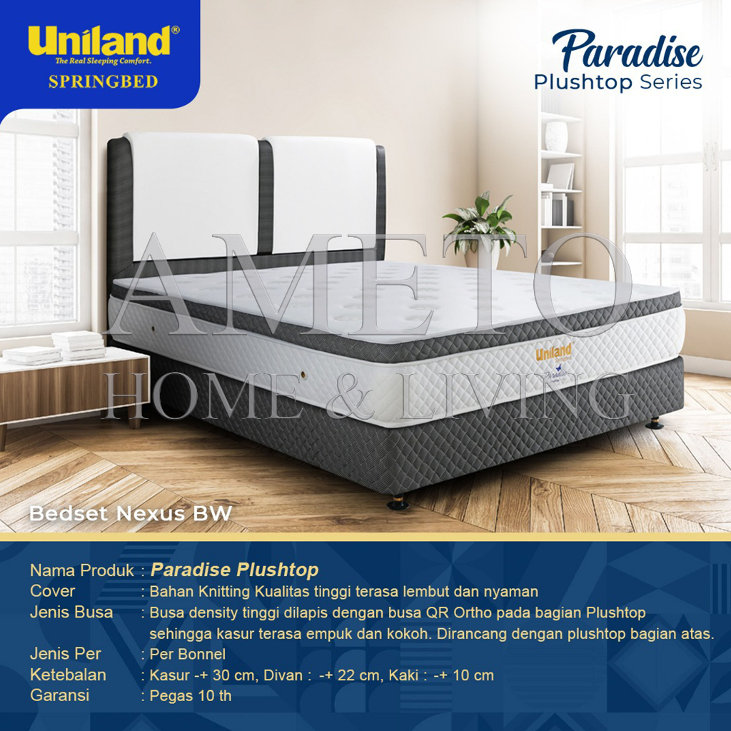 Jual Uniland Springbed Black White Tebal 30 cm Full Set 90, 100, 120 ...