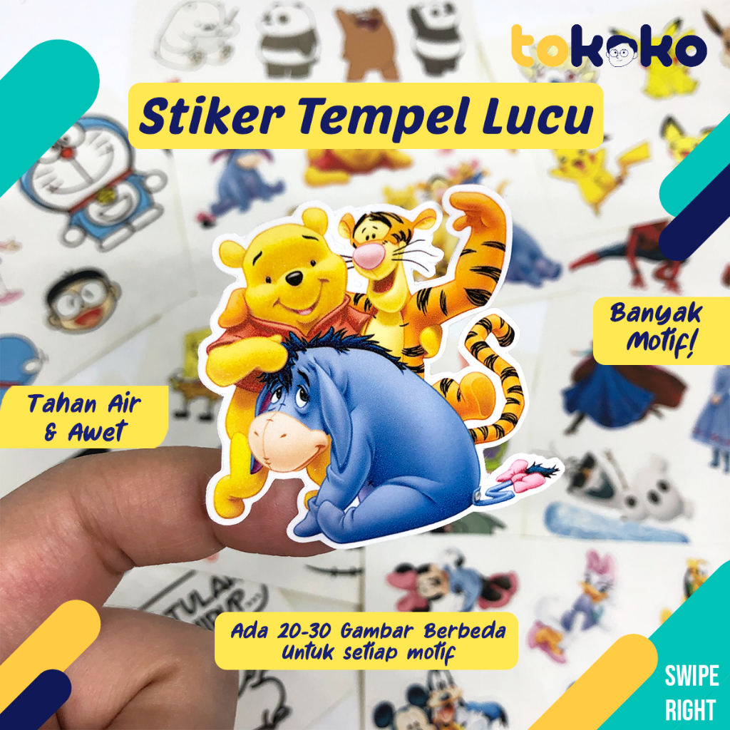 Jual Stiker Tempel Buku Laptop Tumbler Casing HP Karakter Kartun lucu ...