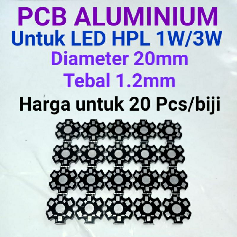 Jual PCB LED HPL (heatsink) 1W/3W Tebal (20 biji) | Shopee Indonesia