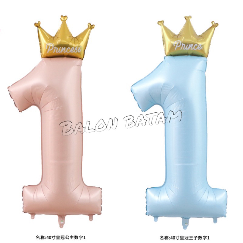 Jual Balon angka 1 Prince Princess Crown pink biru 100cm | Shopee Indonesia