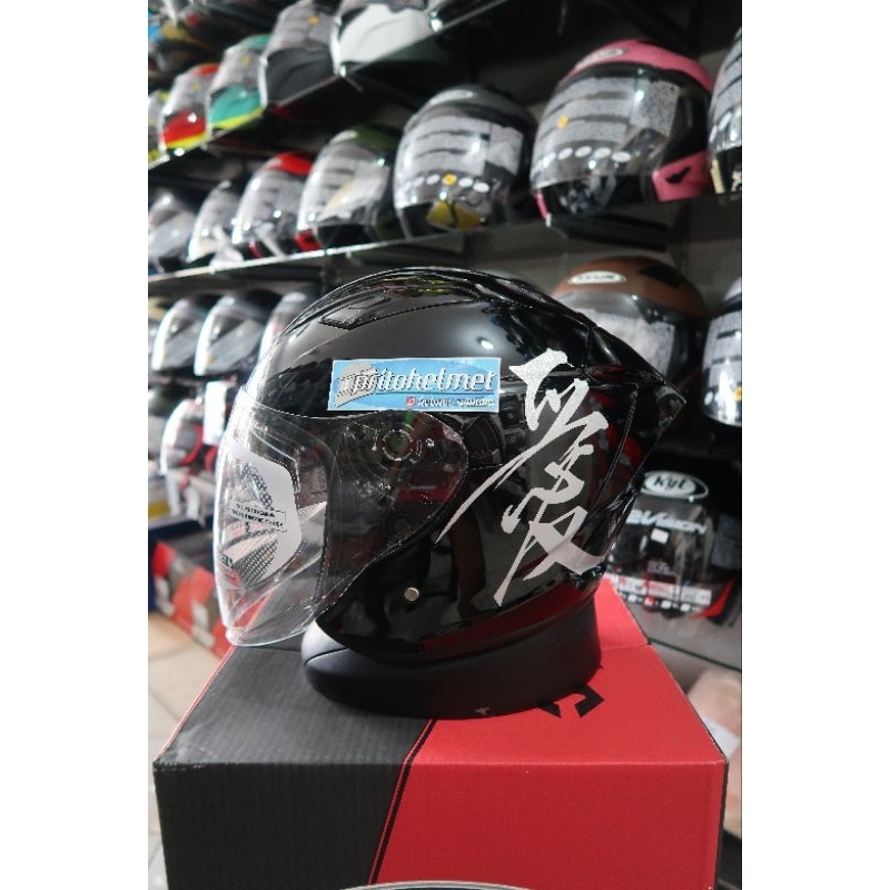 Jual NHK R1 Max Kanji Black Glossy 2Visor | Shopee Indonesia